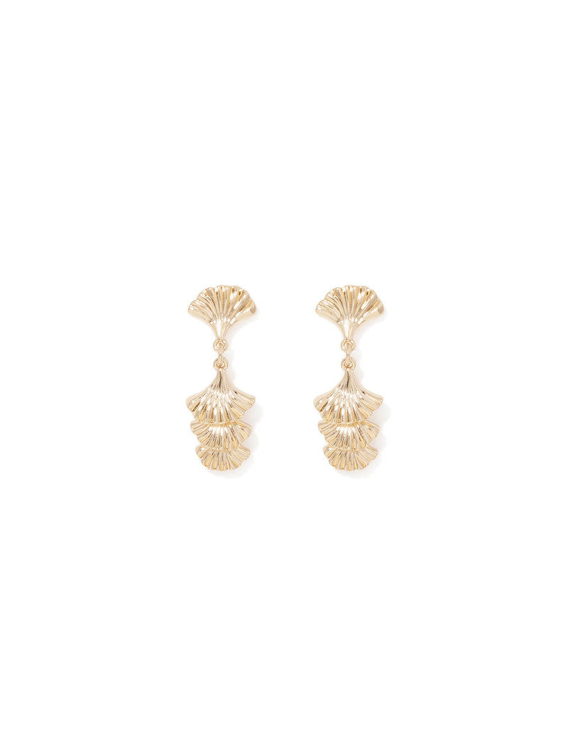 Silas Dainty Shell Drop Earrings Gold Forever New