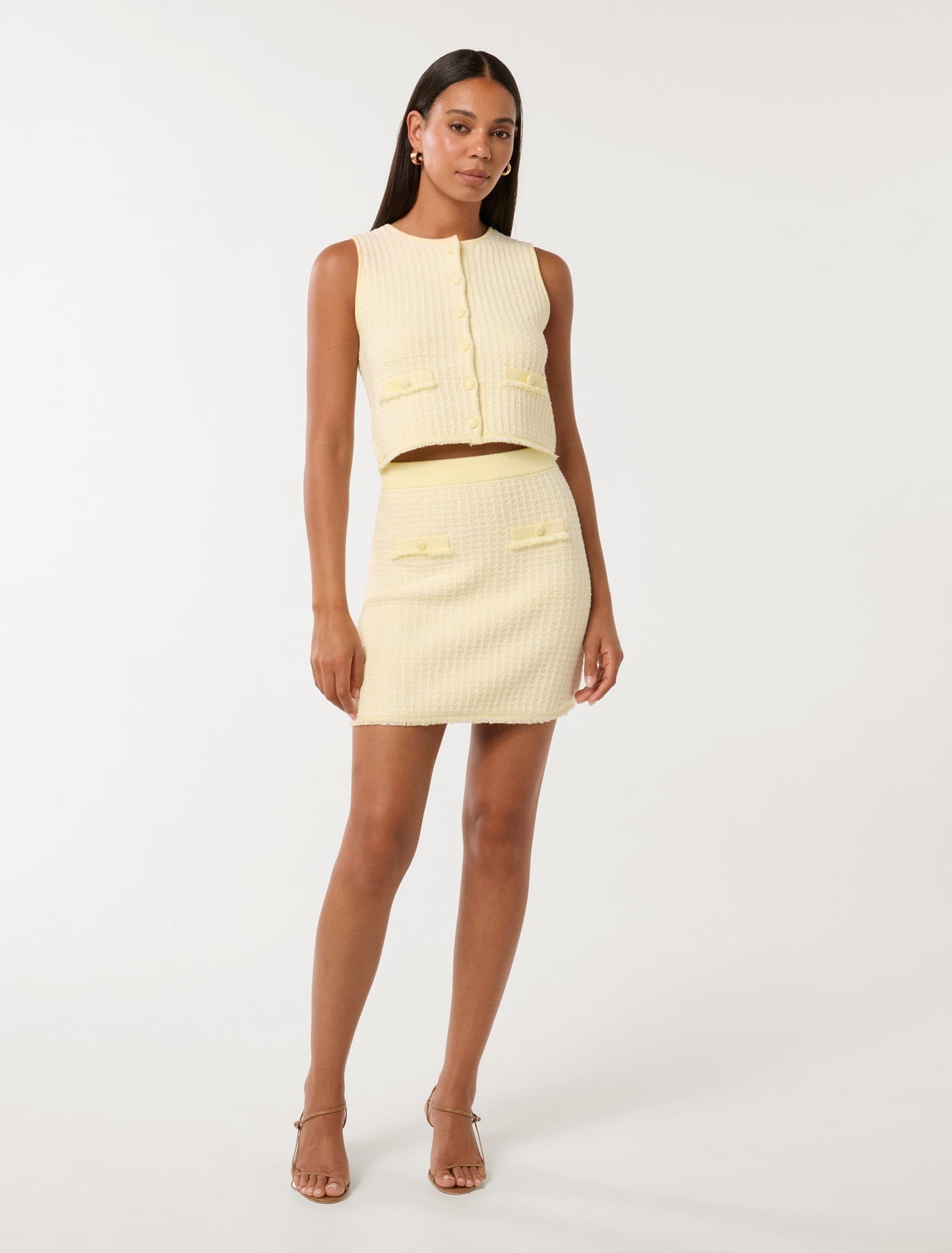 Aria Boucle Knit Tank Top Lemon | Forever New Aria Boucle Knit Tank Top Lemon | Forever New