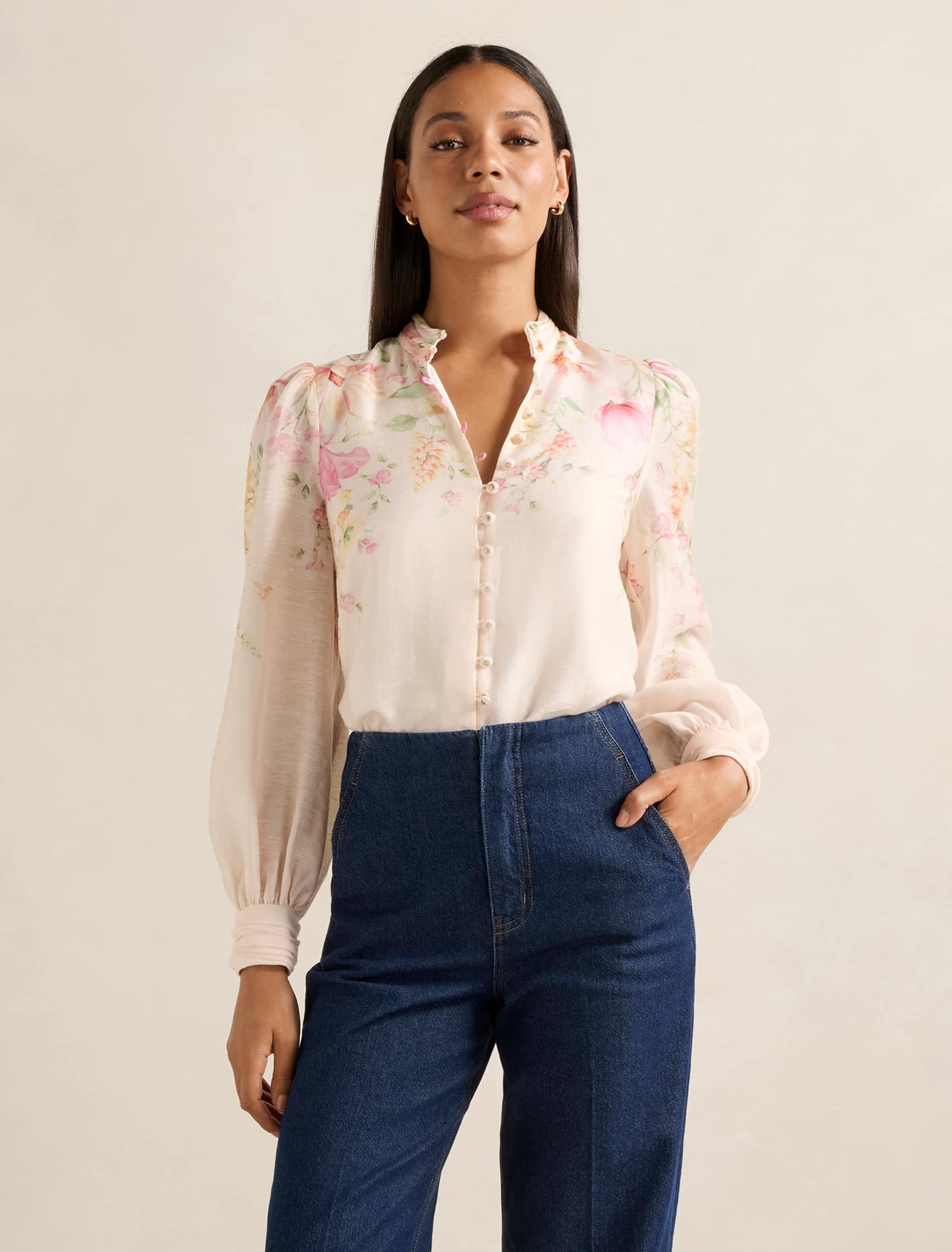 Emilia Printed Blouse Bright Mila Floral | Forever New