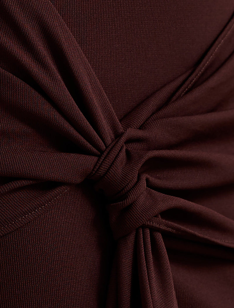Abby Halter Mesh Maxi Dress Chocolate | Forever New