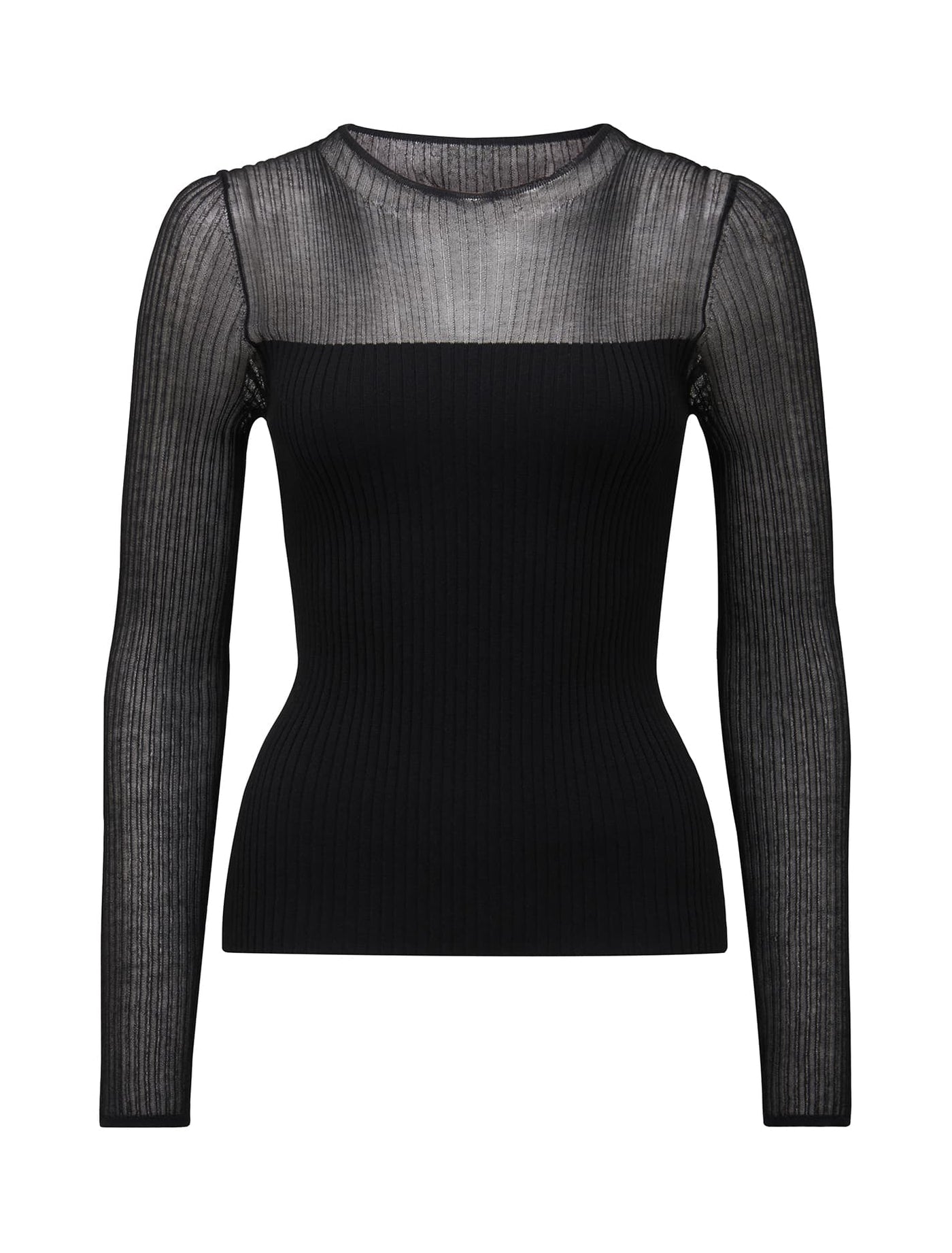 Brooke Sheer Mix Knit Top Black | Forever New Brooke Sheer Mix Knit Top Black | Forever New
